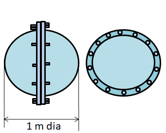 Solved Two hemispherical shells of inner diameter 1m are | Chegg.com